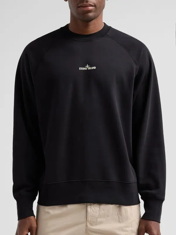 Stone Island Felpa Cotton Crewneck Sweatshirt - Black