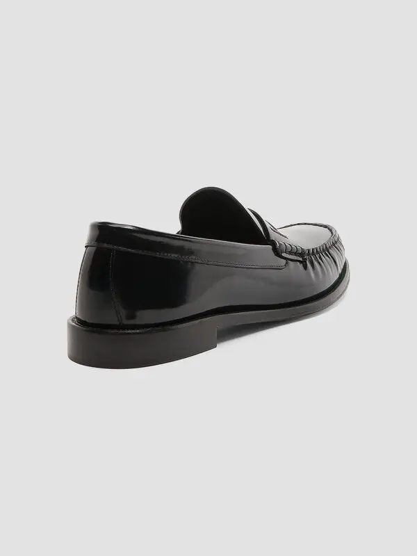 TOM FORD Burnished Leather Penny Loafers - Black