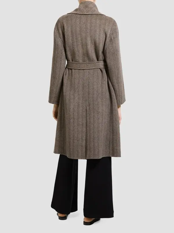 Theory Herringbone Wool-cashmere Shawl Coat