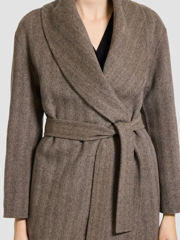 Theory Herringbone Wool-cashmere Shawl Coat
