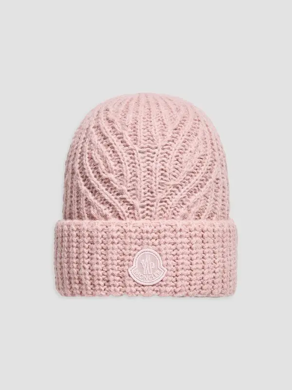 Moncler Beanie Hat In Alpa & Wool Blend - Pink