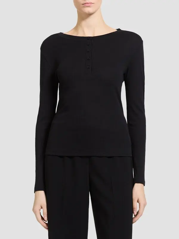 Theory Purl Henley Long-sleeve T-shirt - Black