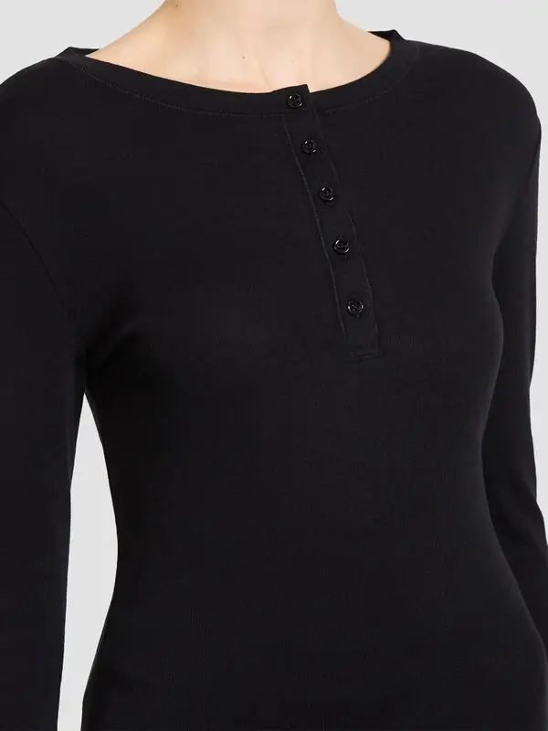 Theory Purl Henley Long-sleeve T-shirt - Black