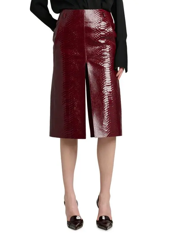 TOM FORD Snake-effect Leather Midi-skirt