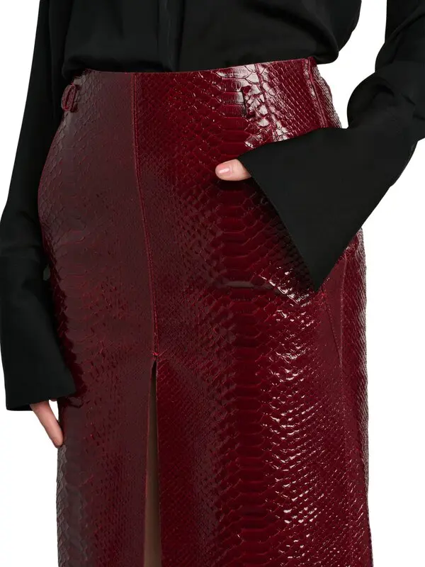 TOM FORD Snake-effect Leather Midi-skirt