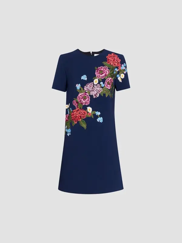 Carolina Herrera Floral Shift Mini Dress - Midnight
