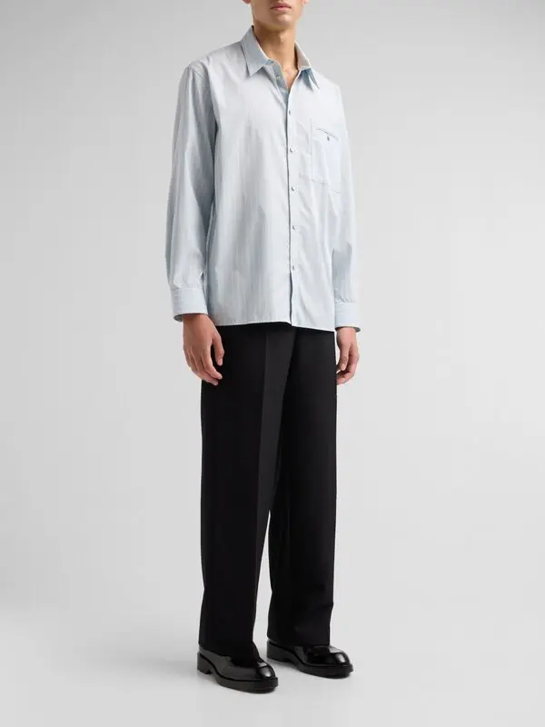 Helmut Lang Striped Cotton Poplin-blend Relaxed-fit Shirt - Light Blue Multi