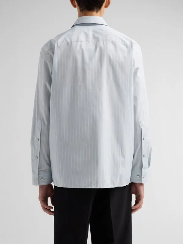 Helmut Lang Striped Cotton Poplin-blend Relaxed-fit Shirt - Light Blue Multi