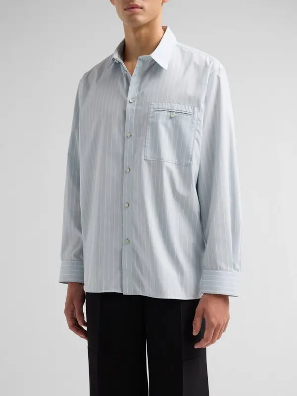 Helmut Lang Striped Cotton Poplin-blend Relaxed-fit Shirt - Light Blue Multi
