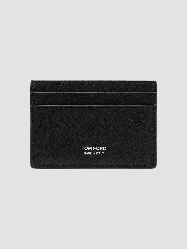TOM FORD Elongated T-line Leather Card Case - Black