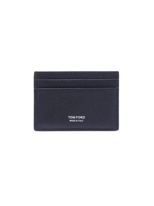 TOM FORD Elongated T-line Leather Card Case - Navy