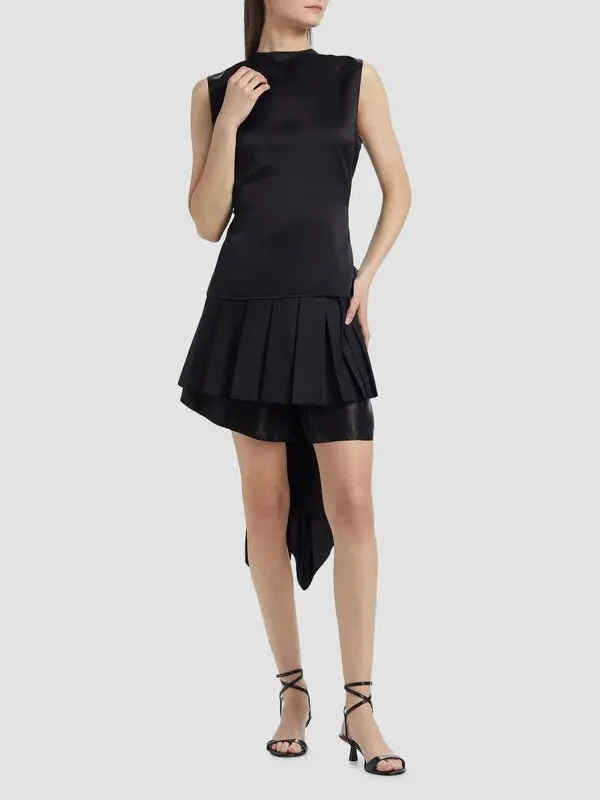 Helmut Lang Draped Silk Charmeuse Scarf Top - Black
