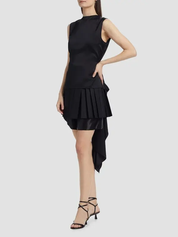 Helmut Lang Draped Silk Charmeuse Scarf Top - Black