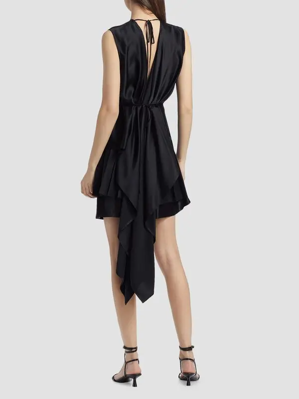 Helmut Lang Draped Silk Charmeuse Scarf Top - Black