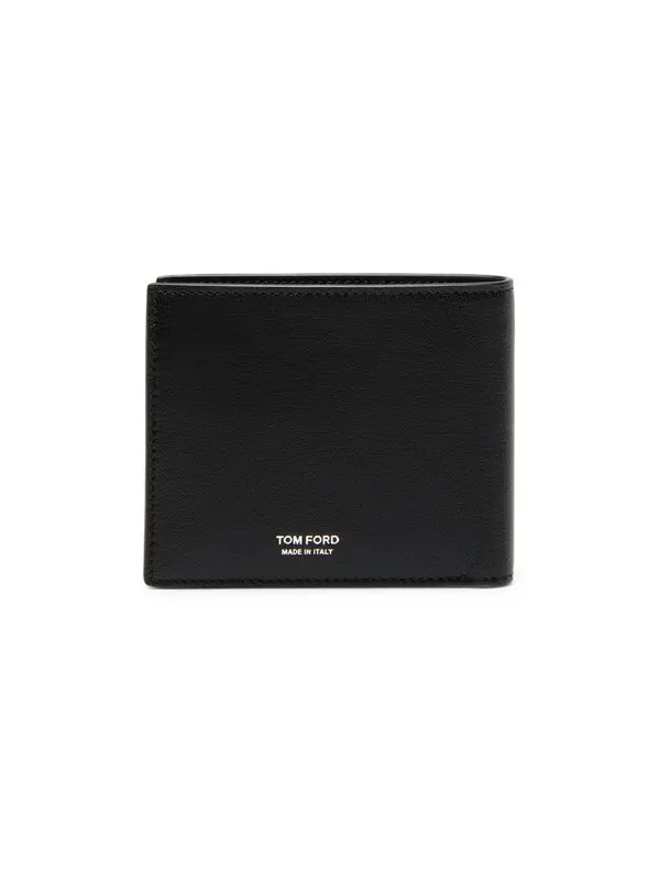 TOM FORD Elongated T-line Leather Bifold Wallet - Black
