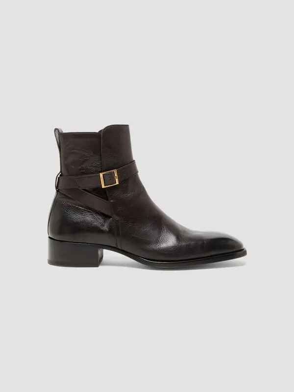 TOM FORD Hainaut Supple Grain Buckle Ankle Boots