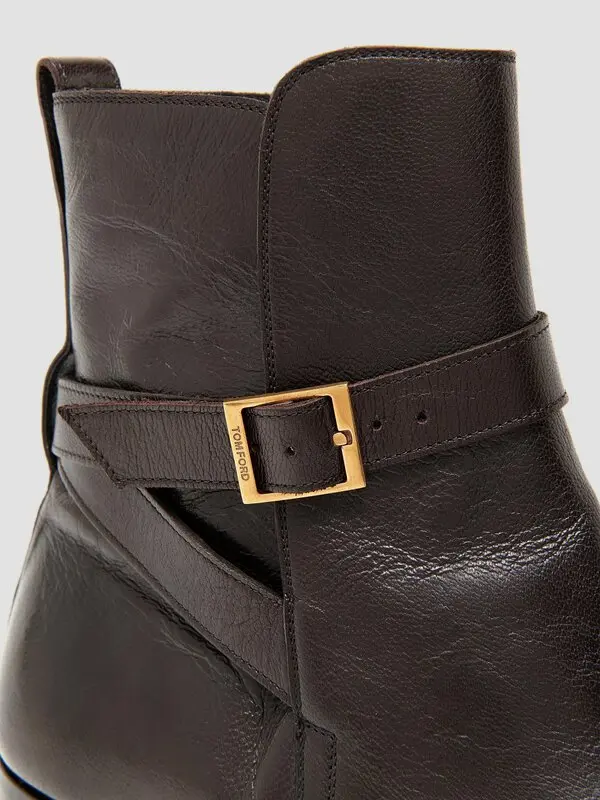 TOM FORD Hainaut Supple Grain Buckle Ankle Boots