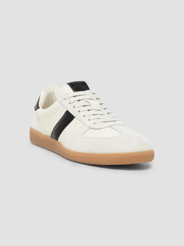 TOM FORD T-bar Leather & Suede Low-top Sneakers - White Black Amber