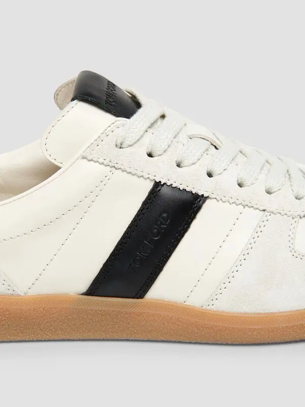TOM FORD T-bar Leather & Suede Low-top Sneakers - White Black Amber