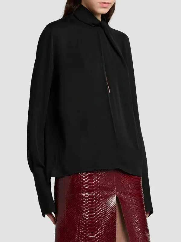 TOM FORD Silk-georgette Tieneck Blouse