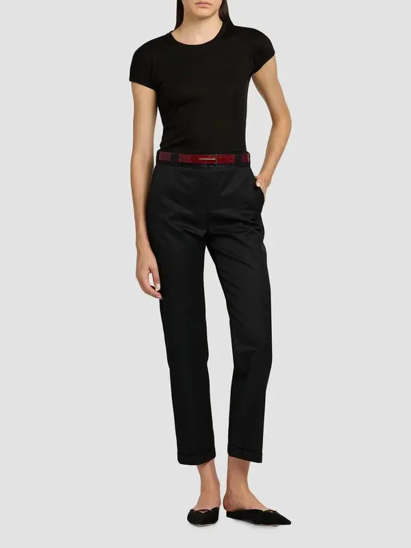 TOM FORD Slim T Croc-embossed Leather Belt - Ruby Red