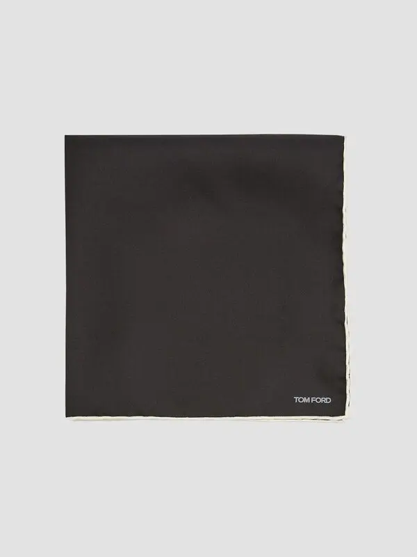 TOM FORD Logo Silk Pocket Square - Black