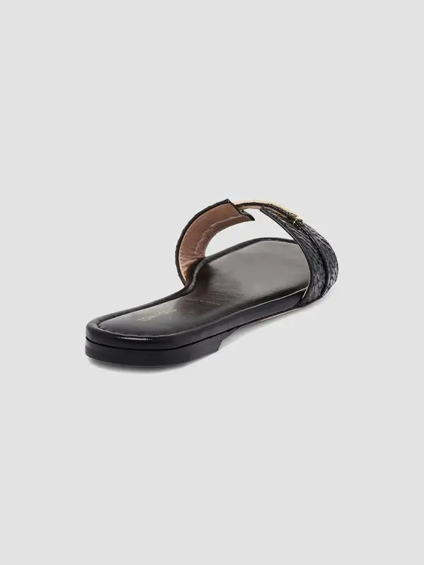 TOM FORD Snake-embossed Leather Flat Sandals