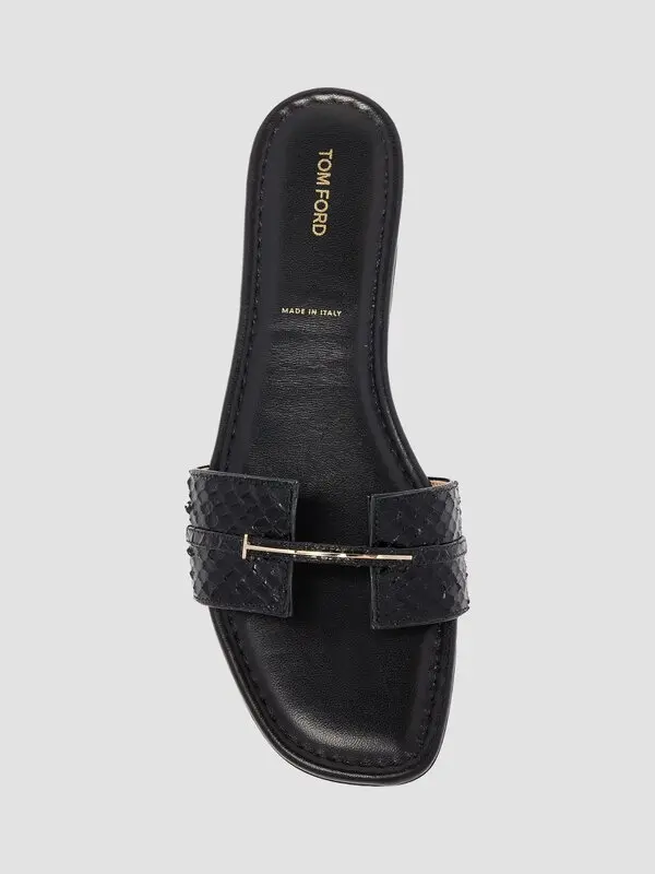 TOM FORD Snake-embossed Leather Flat Sandals