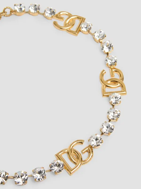 Dolce & Gabbana Goldtone & Glass Crystal Monogram Necklace