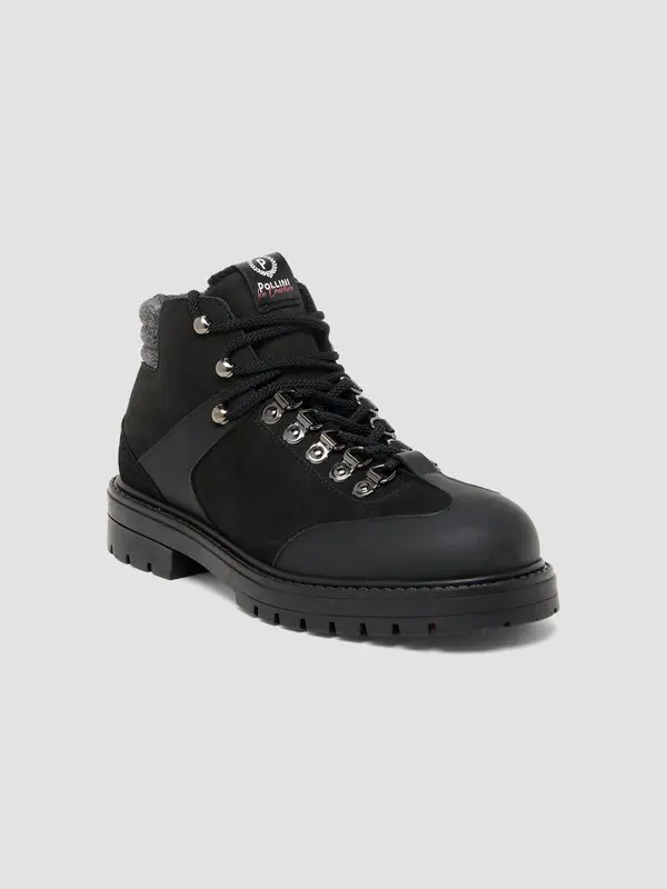 POLLINI Leather Ankle Boots - Black