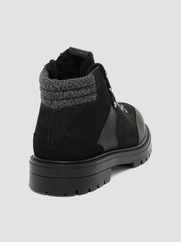 POLLINI Leather Ankle Boots - Black