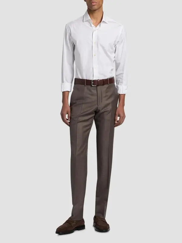 Giorgio Armani Crease-front Virgin Wool Trousers - Iron