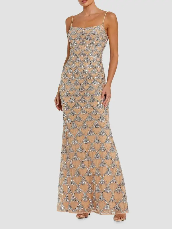 Mac Duggal Prom Sequined Mesh Slipdress