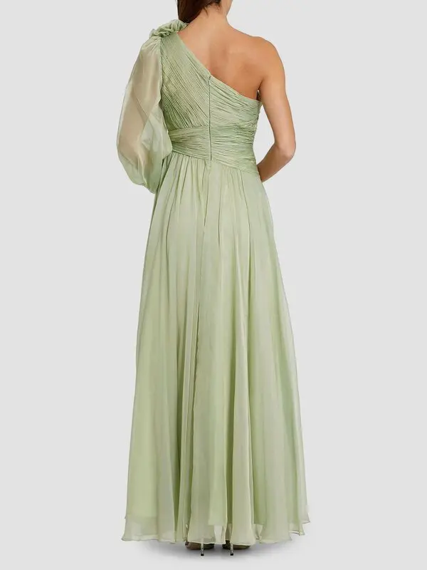 Mac Duggal Appliqué Chiffon One-sleeve Gown