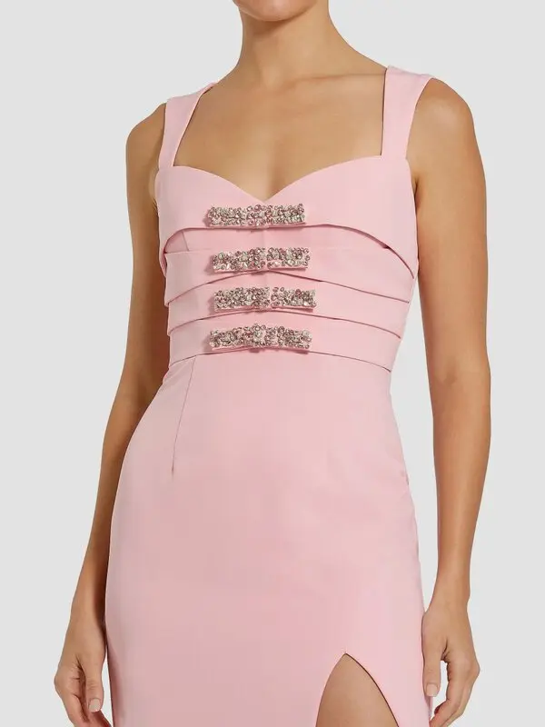 Mac Duggal Embellished Bow Crepe Column Gown