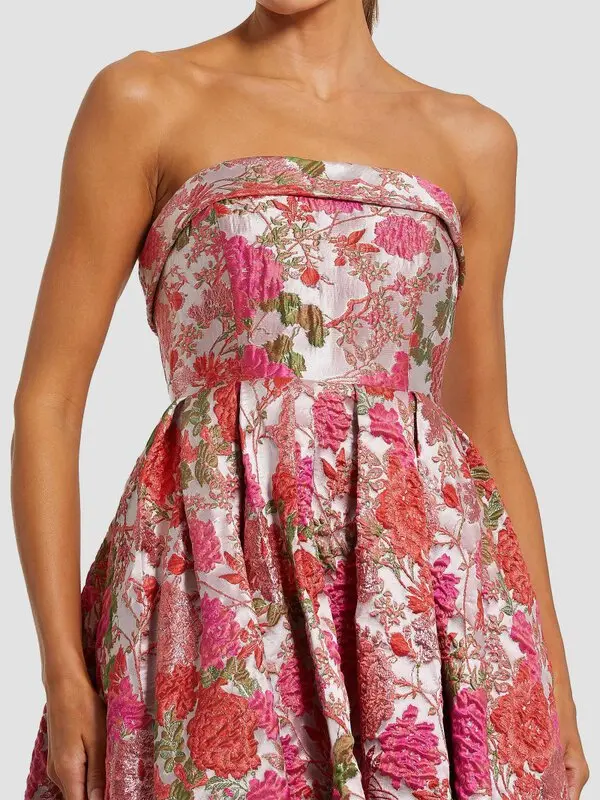Mac Duggal Floral Brocade Fit-&-flare Strapless Midi-dress