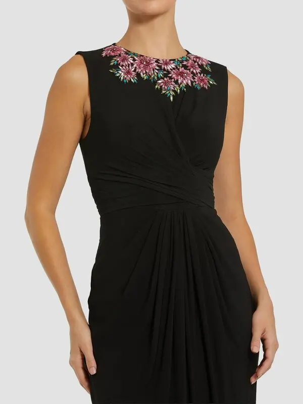 Mac Duggal Floral Embellished Twisted Jersey Gown
