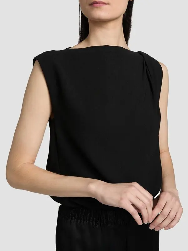 Vince Draped Sleeveless Top - Black