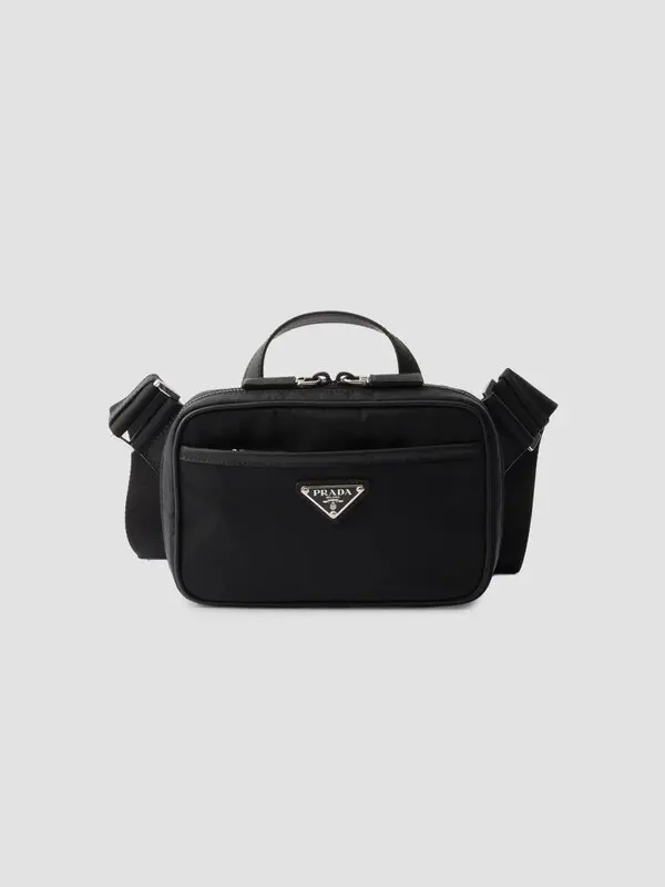 Prada Re-nylon And Saffiano Leather Shoulder Bag - Black