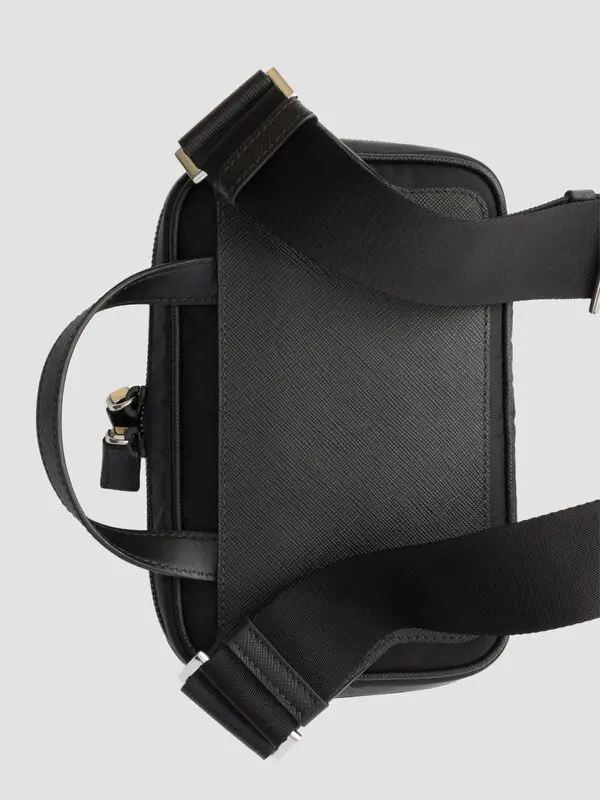 Prada Re-nylon And Saffiano Leather Shoulder Bag - Black