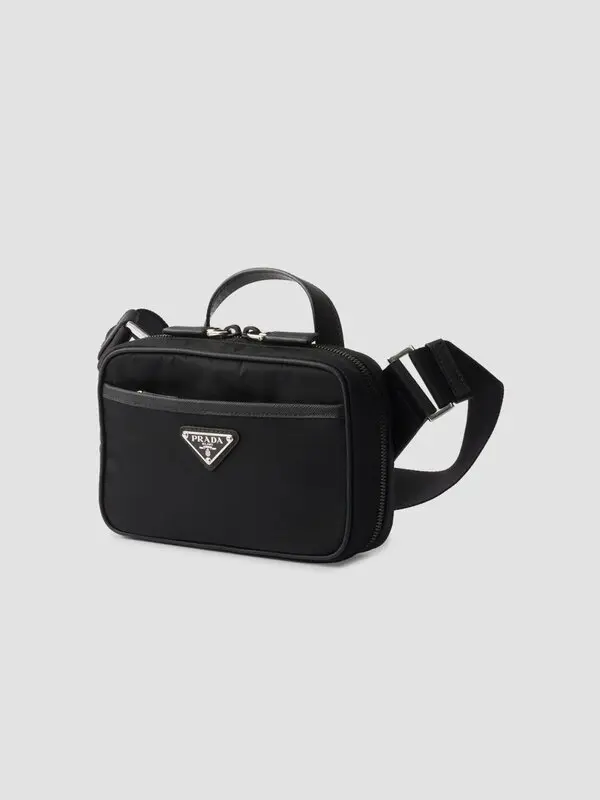 Prada Re-nylon And Saffiano Leather Shoulder Bag - Black
