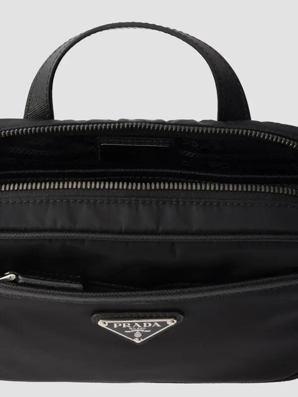 Prada Re-nylon And Saffiano Leather Shoulder Bag - Black