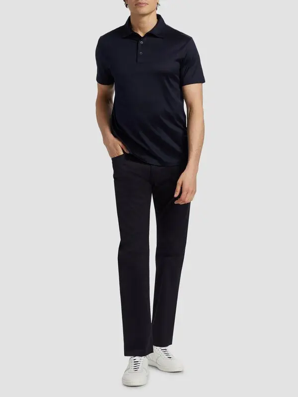 Giorgio Armani Lux Silk-cotton Jersey Polo Shirt