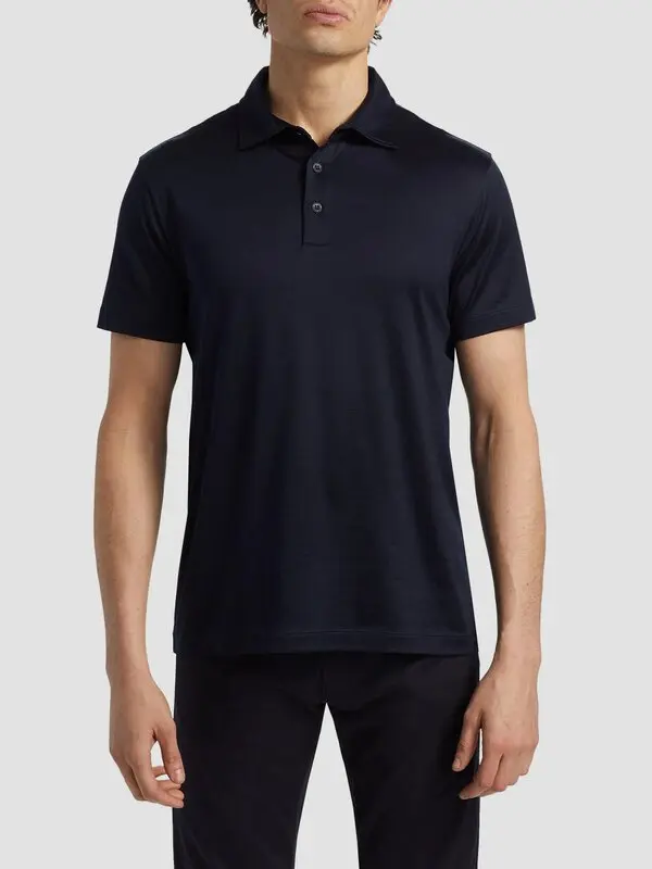 Giorgio Armani Lux Silk-cotton Jersey Polo Shirt