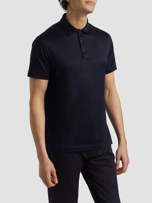 Giorgio Armani Lux Silk-cotton Jersey Polo Shirt