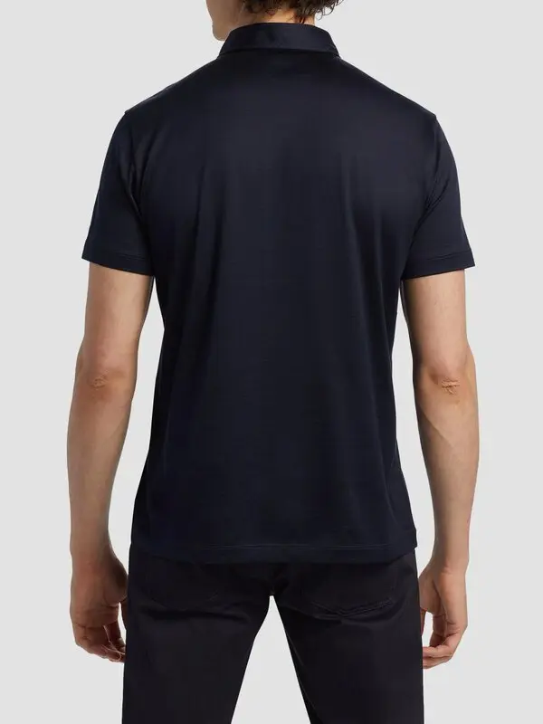 Giorgio Armani Lux Silk-cotton Jersey Polo Shirt