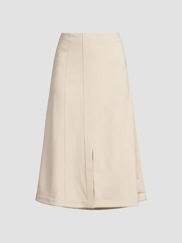 Misook A-line Front-slit Stretch Midi-skirt - Biscotti