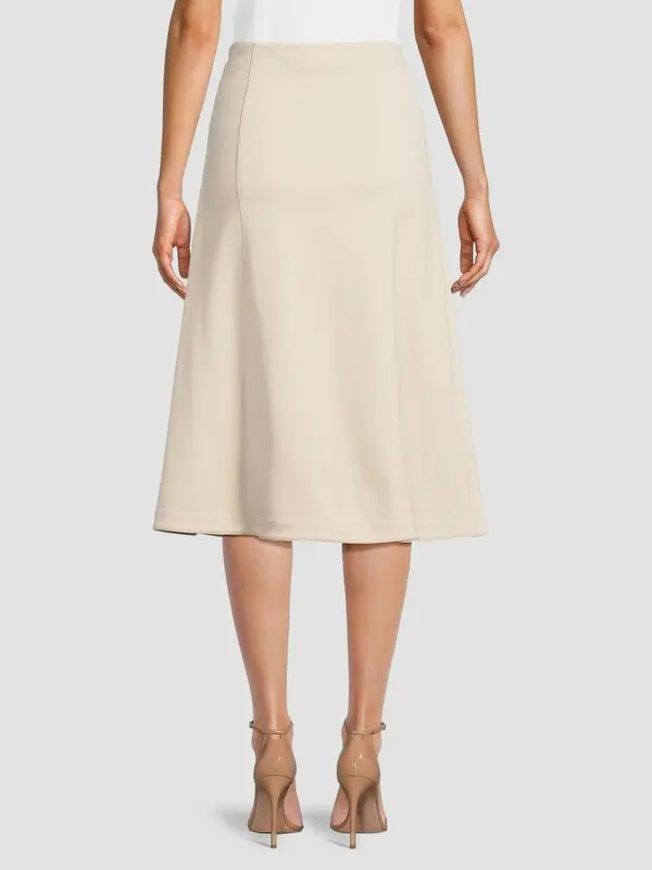 Misook A-line Front-slit Stretch Midi-skirt - Biscotti