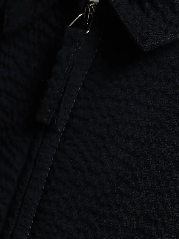 Giorgio Armani Solid Seerscucker Cotton Zip-front Shirt