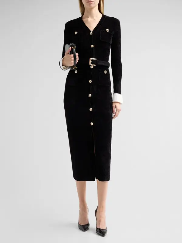 SELF-PORTRAIT Chenille Knit Midi Dress